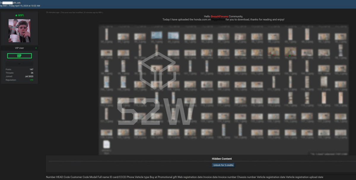 （速報：S2W単独）日本の自動車大手、ベトナム子会社で顧客データ流出｜Darkpedia: サイバー犯罪のダークトレンド