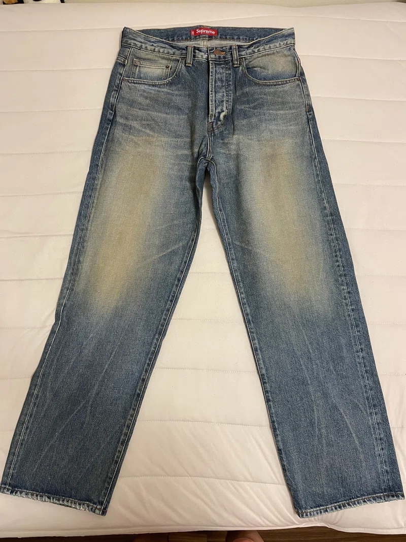 [24ss]Supreme distressed loose fit selvedge jean｜motopoo