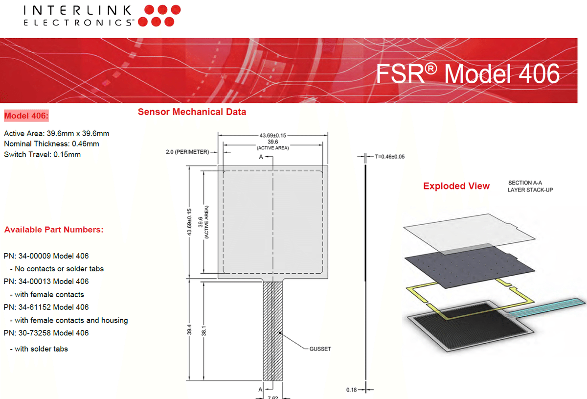 製品レビュー｜電子機器13：圧力（感圧）センサー（FSR406）｜KIYO