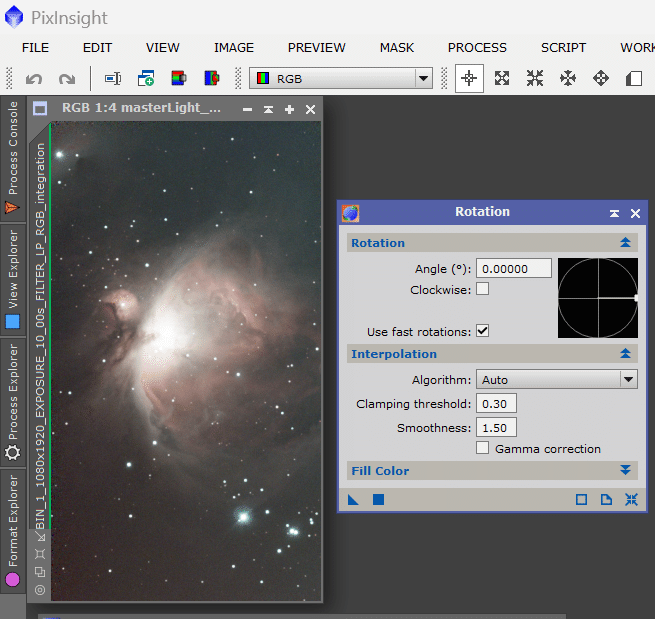 【Rotation】PixInsightで画像を回転｜ゴンカネ