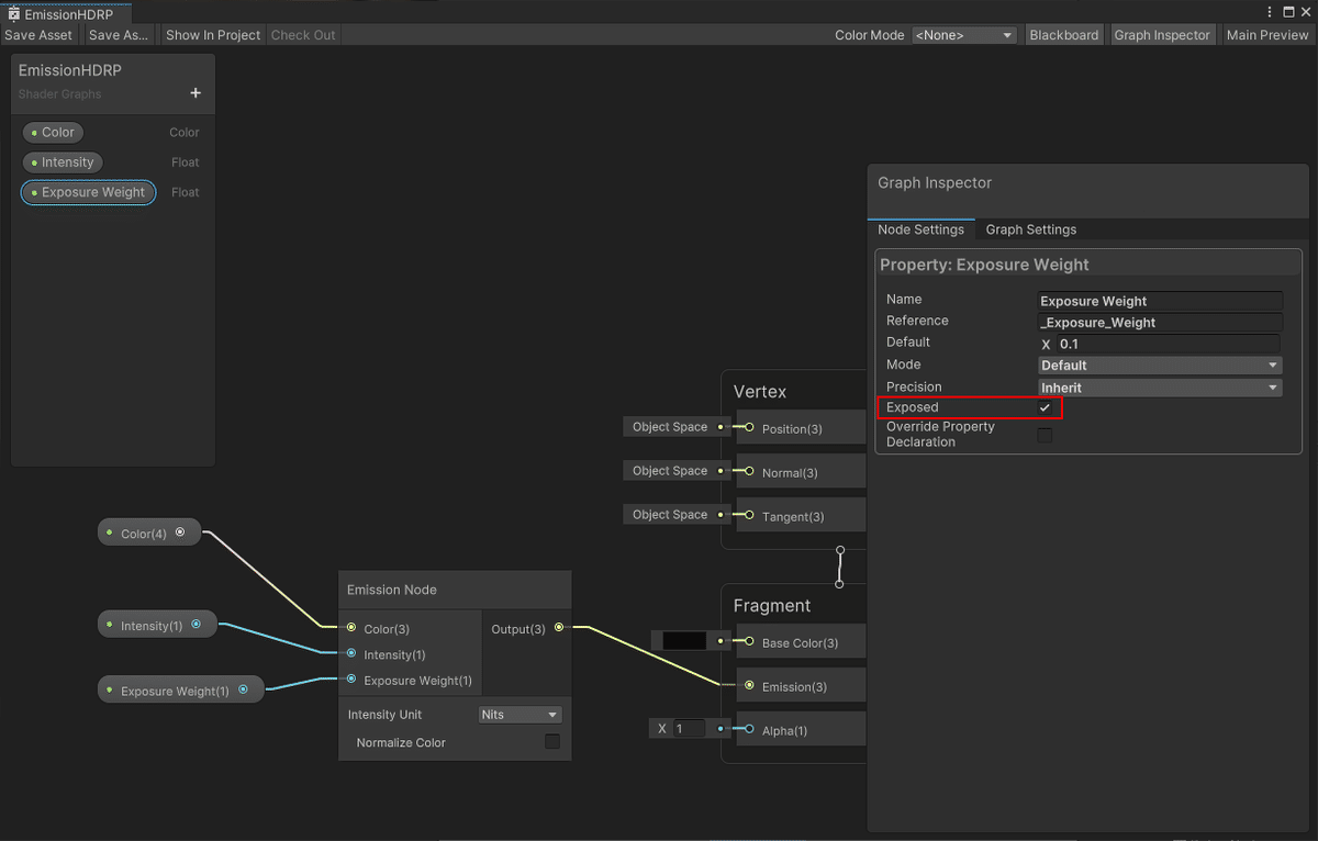 Shader Graph の Emission Node を使って、発光させたい。【Unity HDRP】｜RabbitChestTech ⌒(･ × ･)⌒