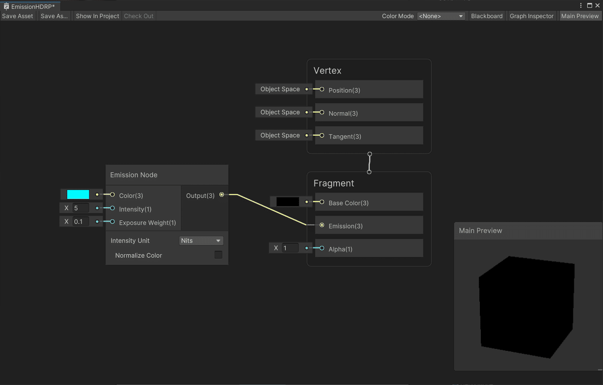 Shader Graph の Emission Node を使って、発光させたい。【Unity HDRP】｜RabbitChestTech ⌒(･ × ･)⌒