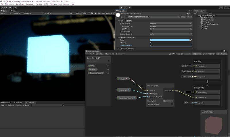 Shader Graph の Emission Node を使って、発光させたい。【Unity HDRP】｜⌒(･ × ･)⌒ 兎 の 箪 笥