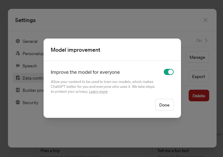 ChatGPT:Chat履歴をtrainingに利用させない方法＆そもそも履歴を残さない方法｜TechBits