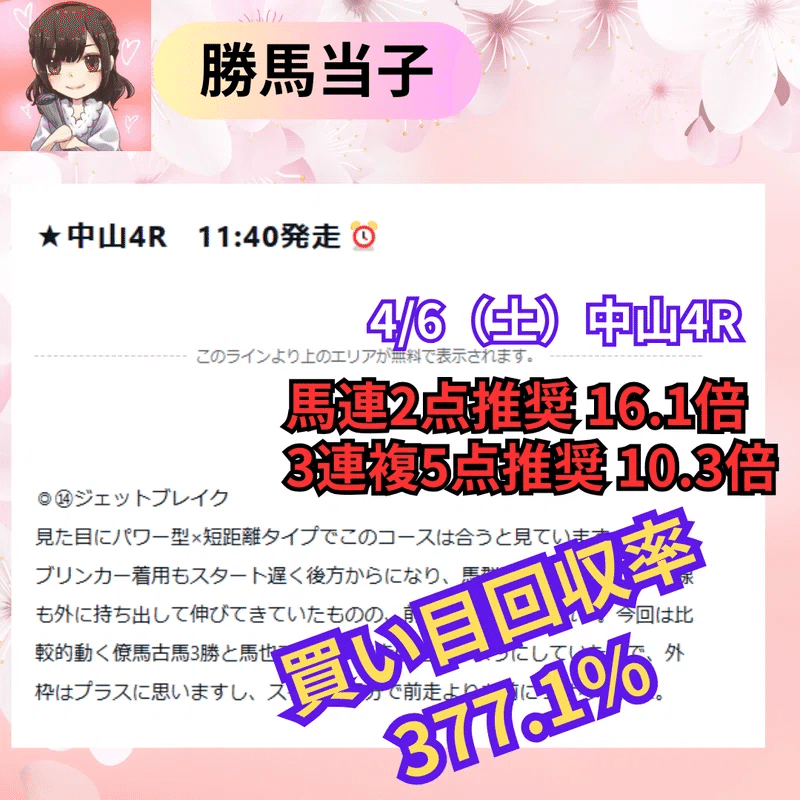 厳選勝負レース②東京6R 12:55発走⏰｜勝馬当子