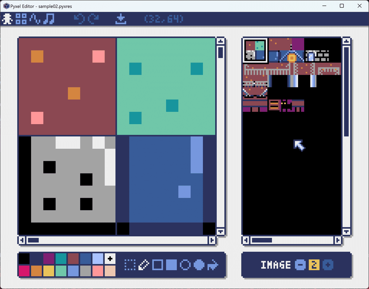 pyxelゲーム制作TIPS_RPGの村風｜こいでみず