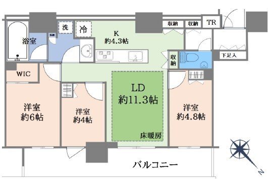 ブリリアタワー有明ミッドクロス25階×北東11300万円 69.98㎡(3LDK)｜エムティーハウス