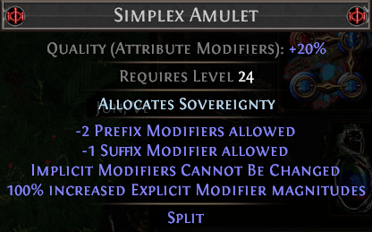 【PoE 3.24】Simplex Amuletクラフト（int stack用）｜じょーじ
