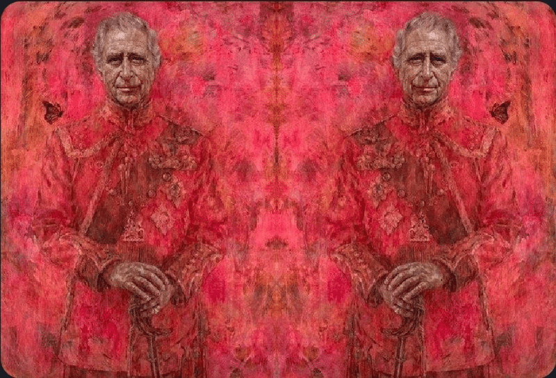 真っ赤なチャールズ国王肖像画 浮かび上がるサタン｜True Fact note