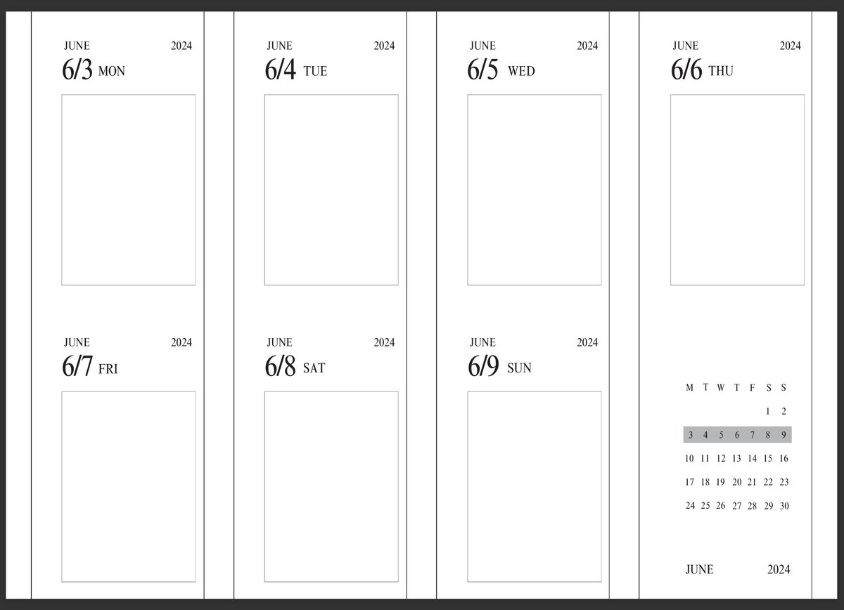 6月分定期自作リフィル無料ダウンロード：M5/M6/M3/日付シート｜note1015