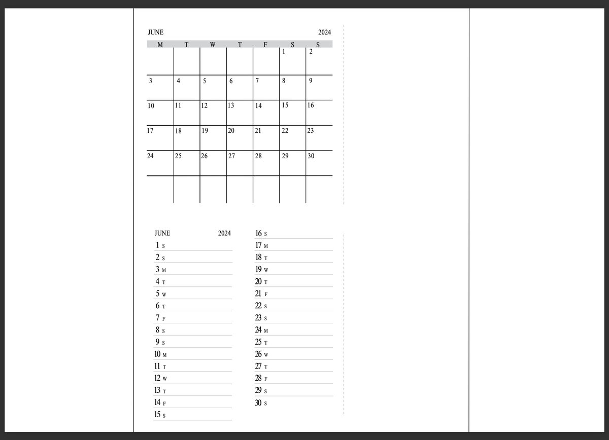 6月分定期自作リフィル無料ダウンロード：M5/M6/M3/日付シート｜note1015