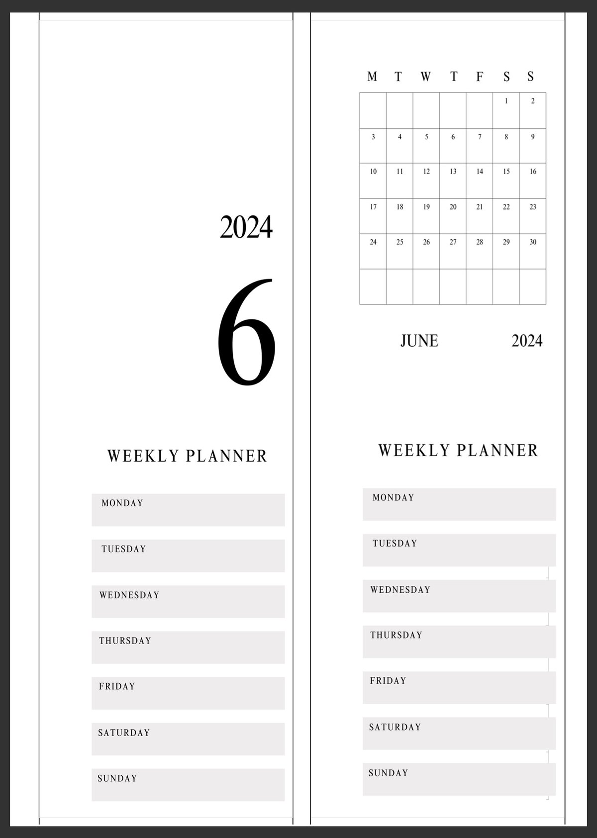 6月分定期自作リフィル無料ダウンロード：M5/M6/M3/日付シート｜note1015