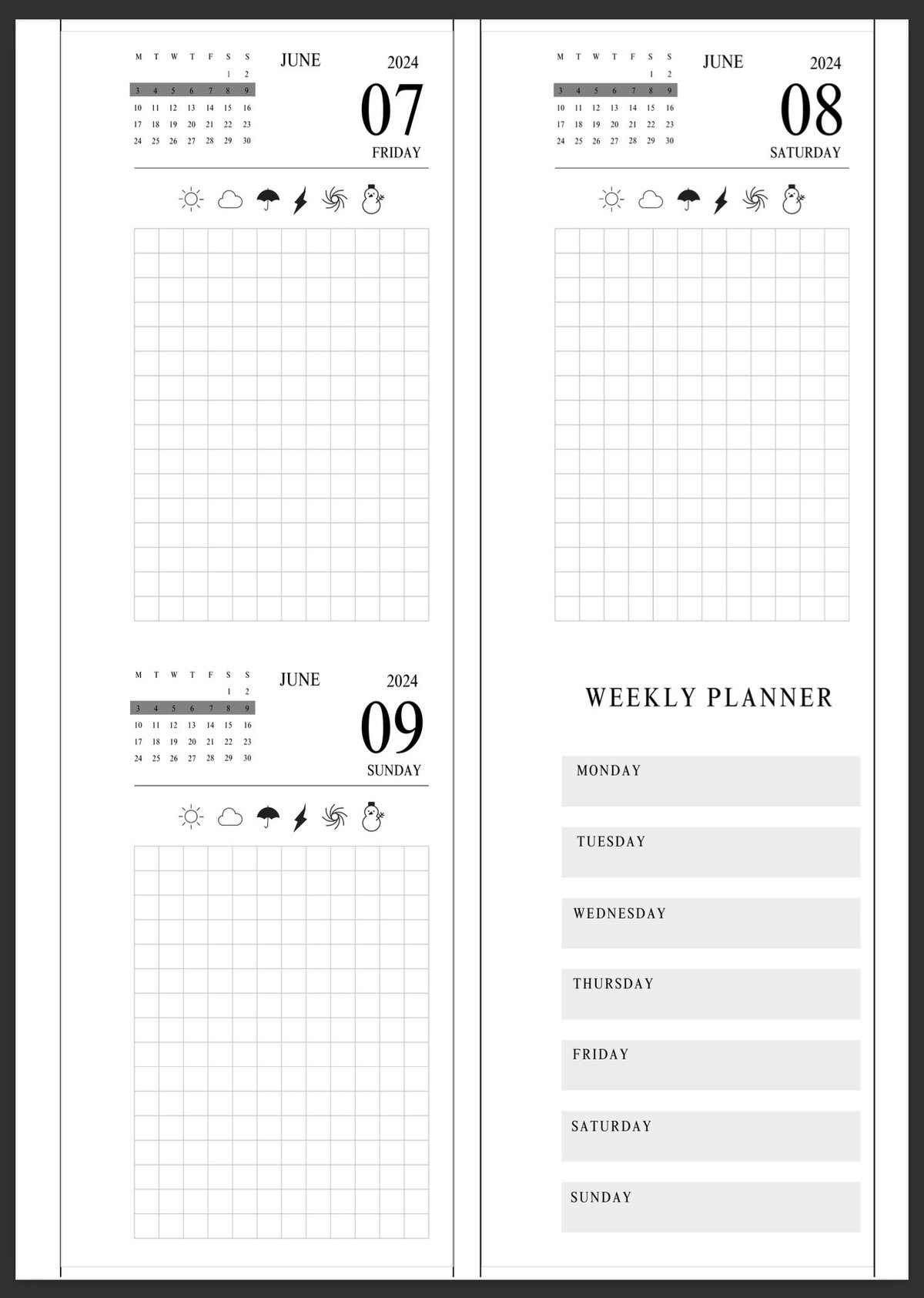 6月分定期自作リフィル無料ダウンロード：M5/M6/M3/日付シート｜note1015