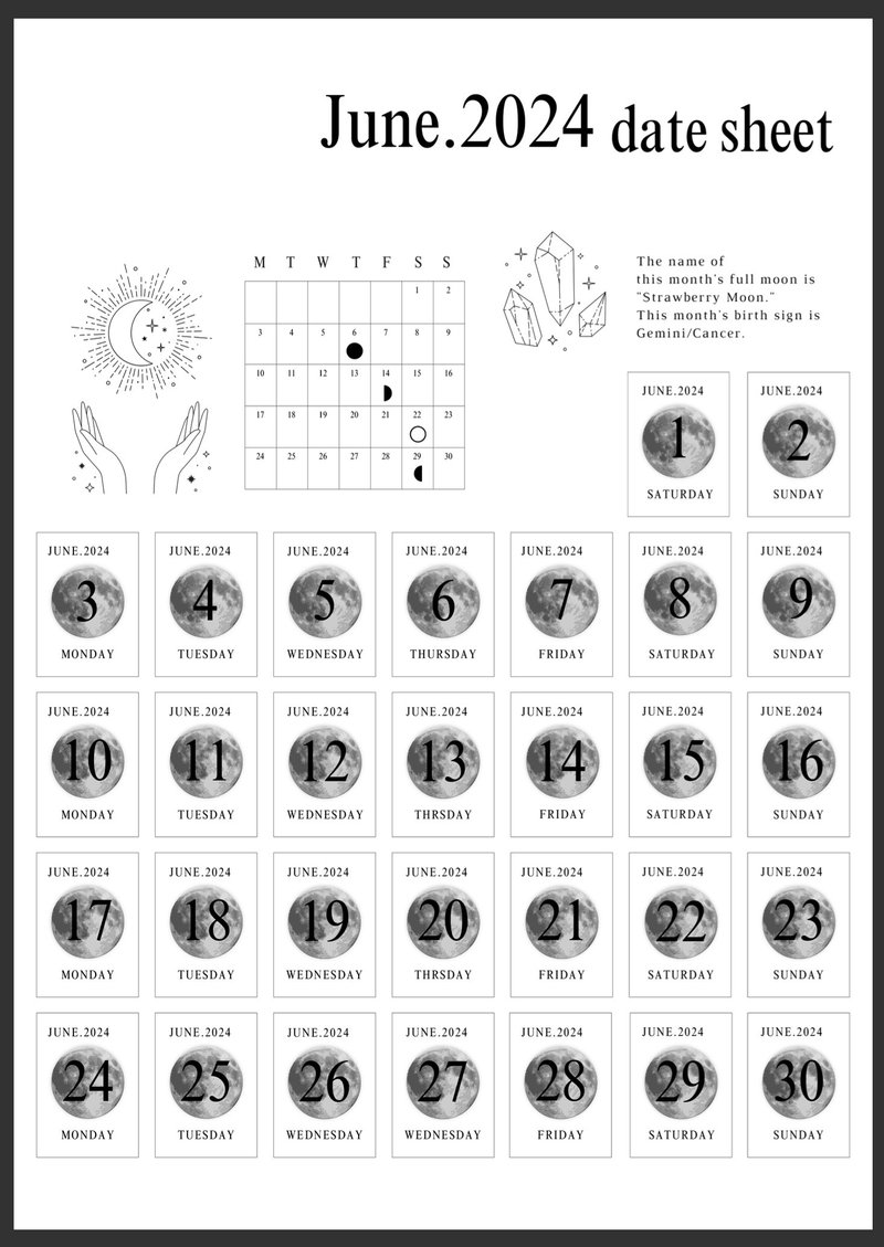 6月分定期自作リフィル無料ダウンロード：M5/M6/M3/日付シート｜note1015