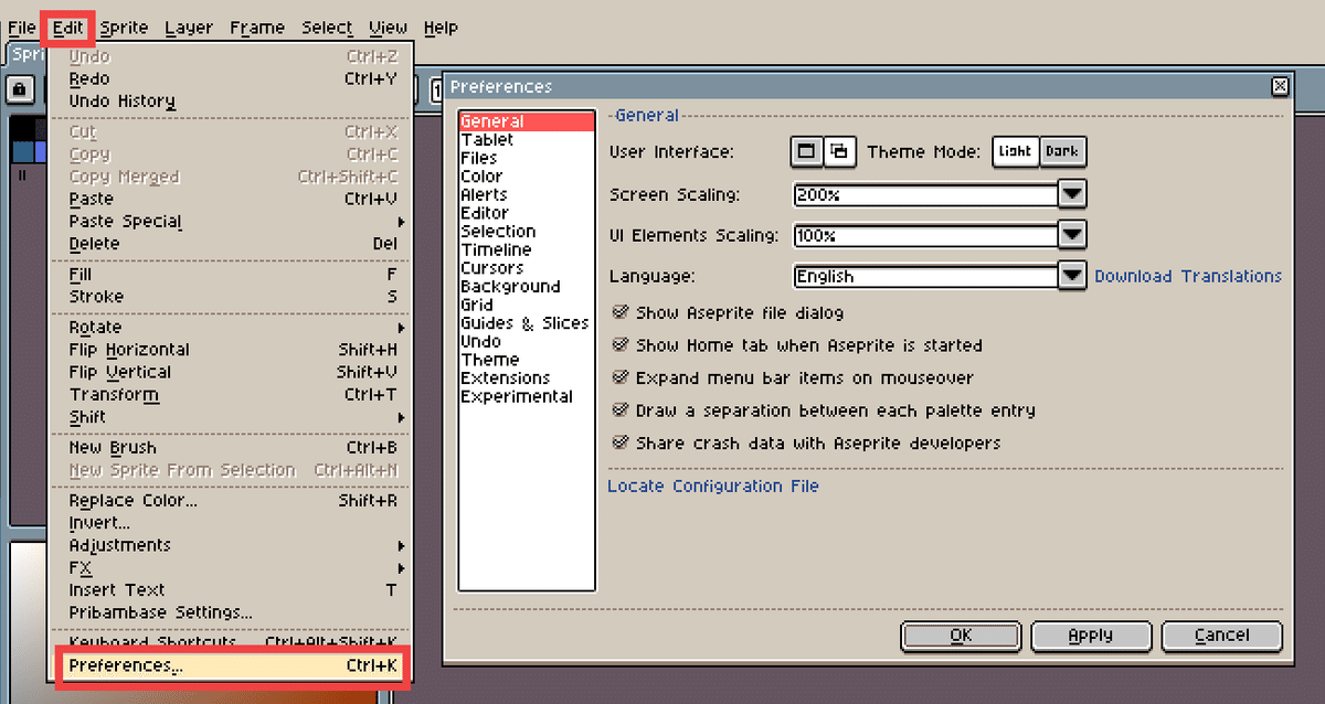 AsepriteTIPs#2『Asepriteの日本語化』（追記2024-08-31）｜モケモ