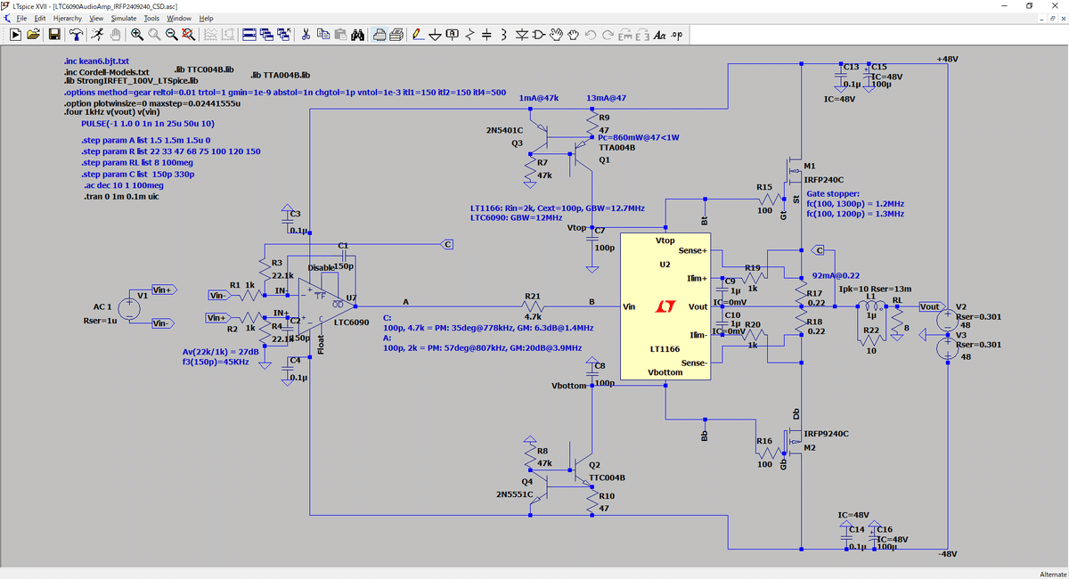 LTC6090-LT1166-IRFP240/9240 AB級アンプの回路設計｜Hayato Aonami