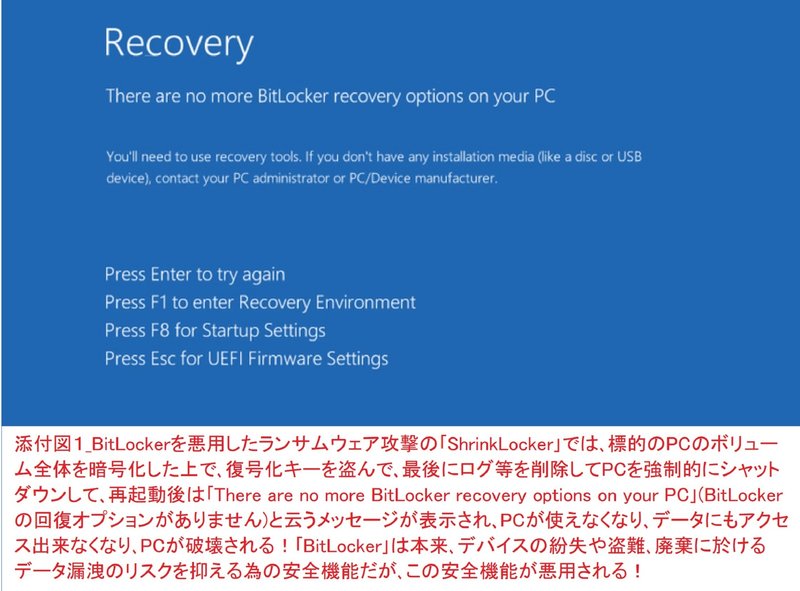 WindowsOSの安全機能のBitLockerが悪用されて､ランサムウェア被害が拡大中／Microsoftは､早くランサムウェアの ...