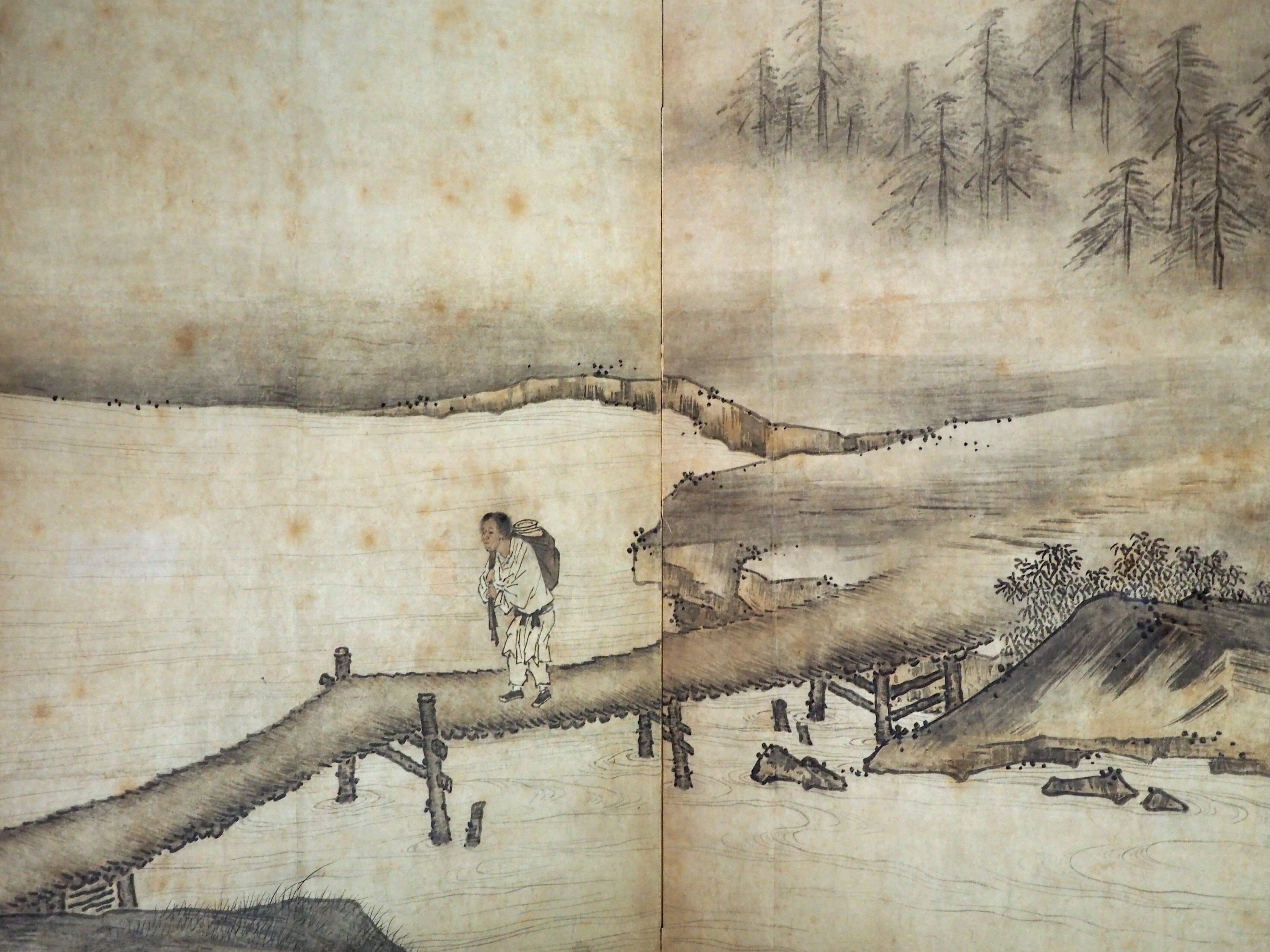 狩野派2代の狩野元信が描いたかもしれない《囲碁観瀑図屏風 狩野派2代の狩野元信が描いたかもしれない《囲碁観瀑図屏風