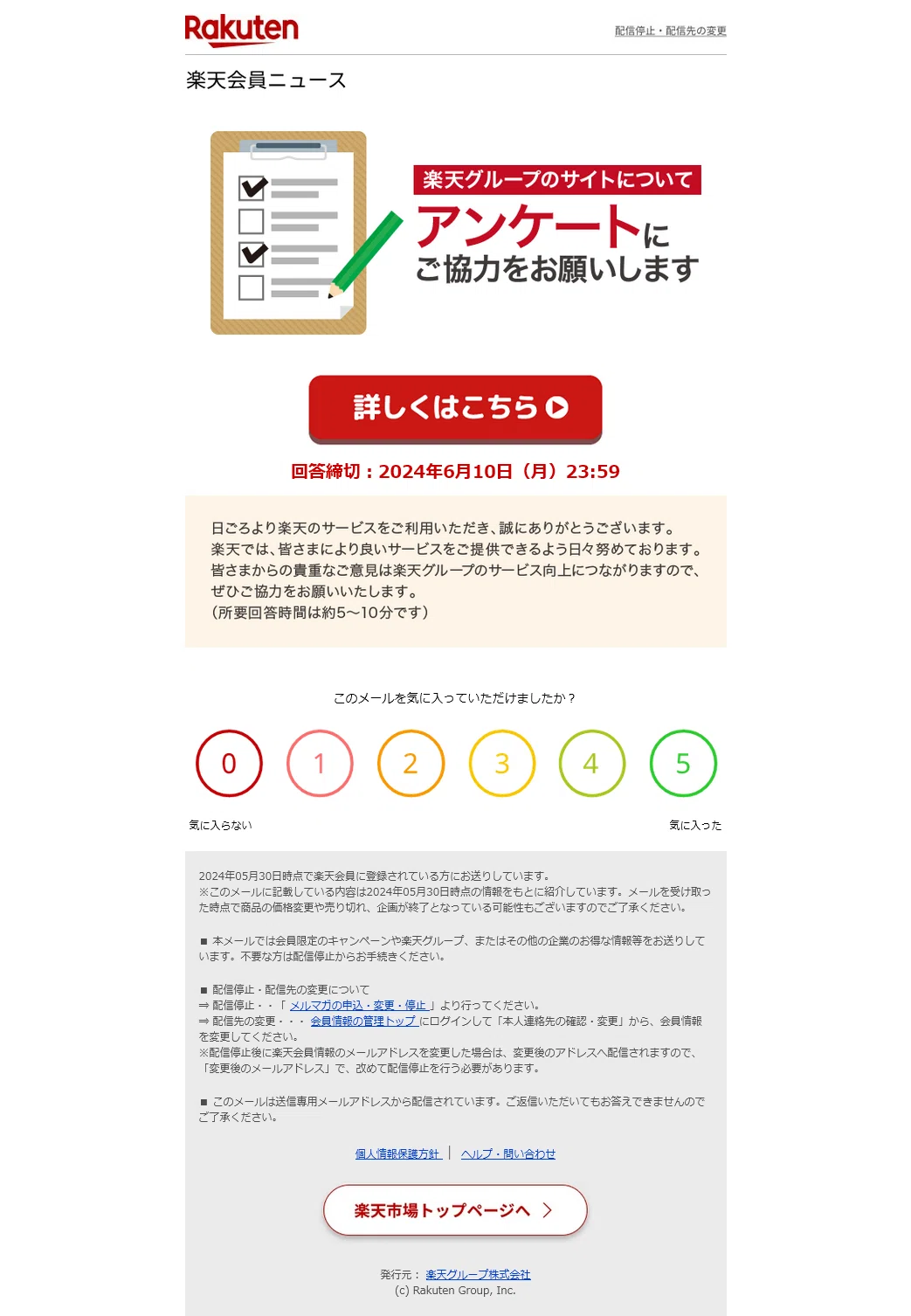 20240617-A (Request for survey regarding Rakuten Group sites (2024/05 ...