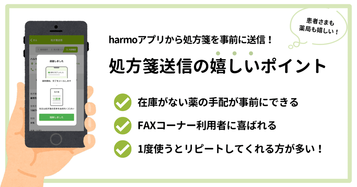 患者さんも薬局も嬉しい！harmoの処方箋送信の活用事例｜harmo株式会社