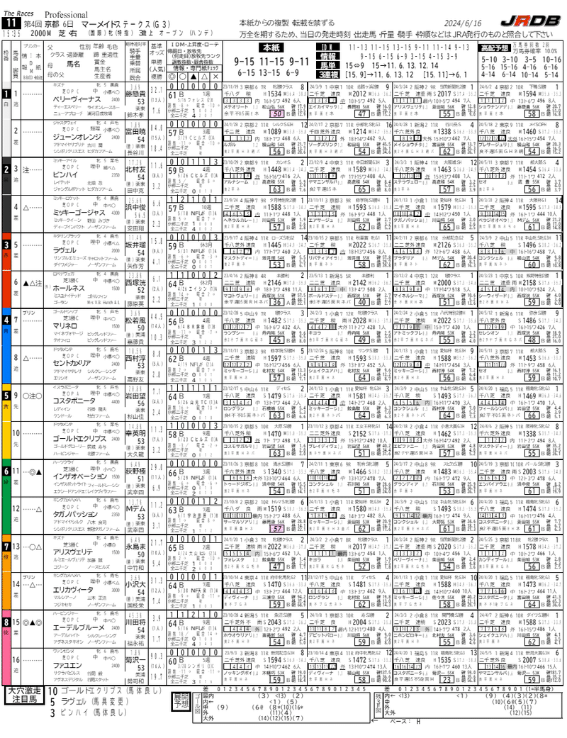 6/16（日）分の「パドック新聞」をご覧いただけます ｜JRDB 競馬アラカルト