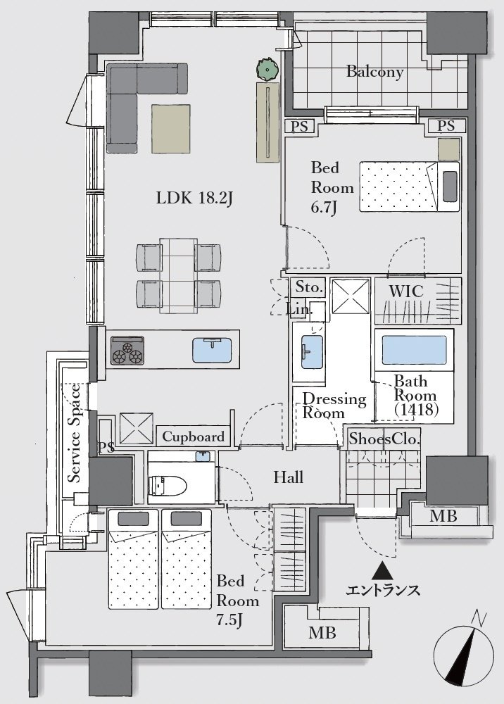 PARK COURT 千代田一番町 4階×北西・南西の角住戸 28,700万円 73.22㎡(2LDK)｜エムティーハウス
