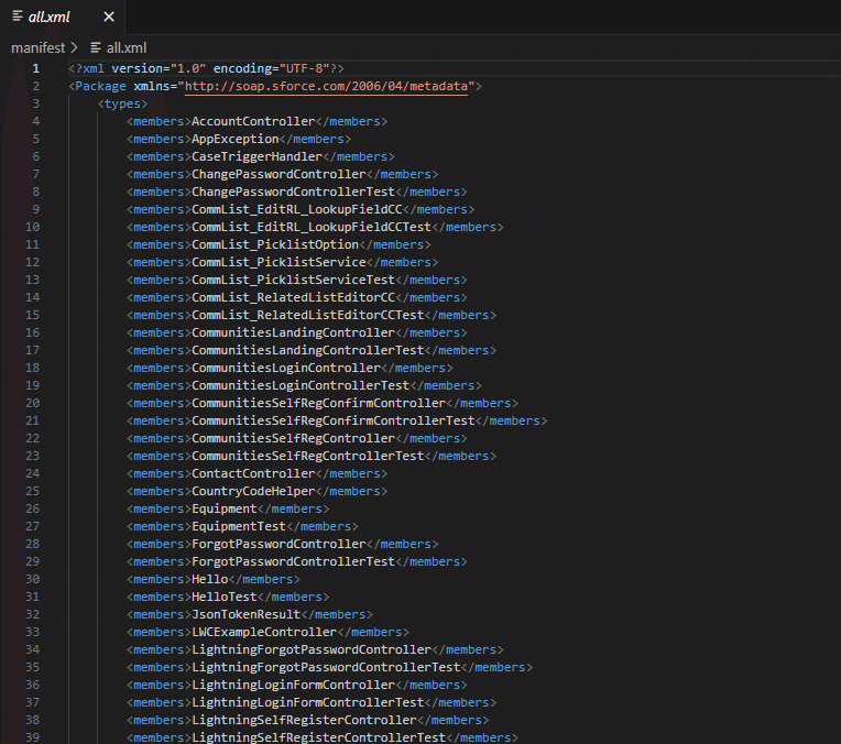 Salesforceの組織にあるメタデータをすべて取得する sf cli｜oms