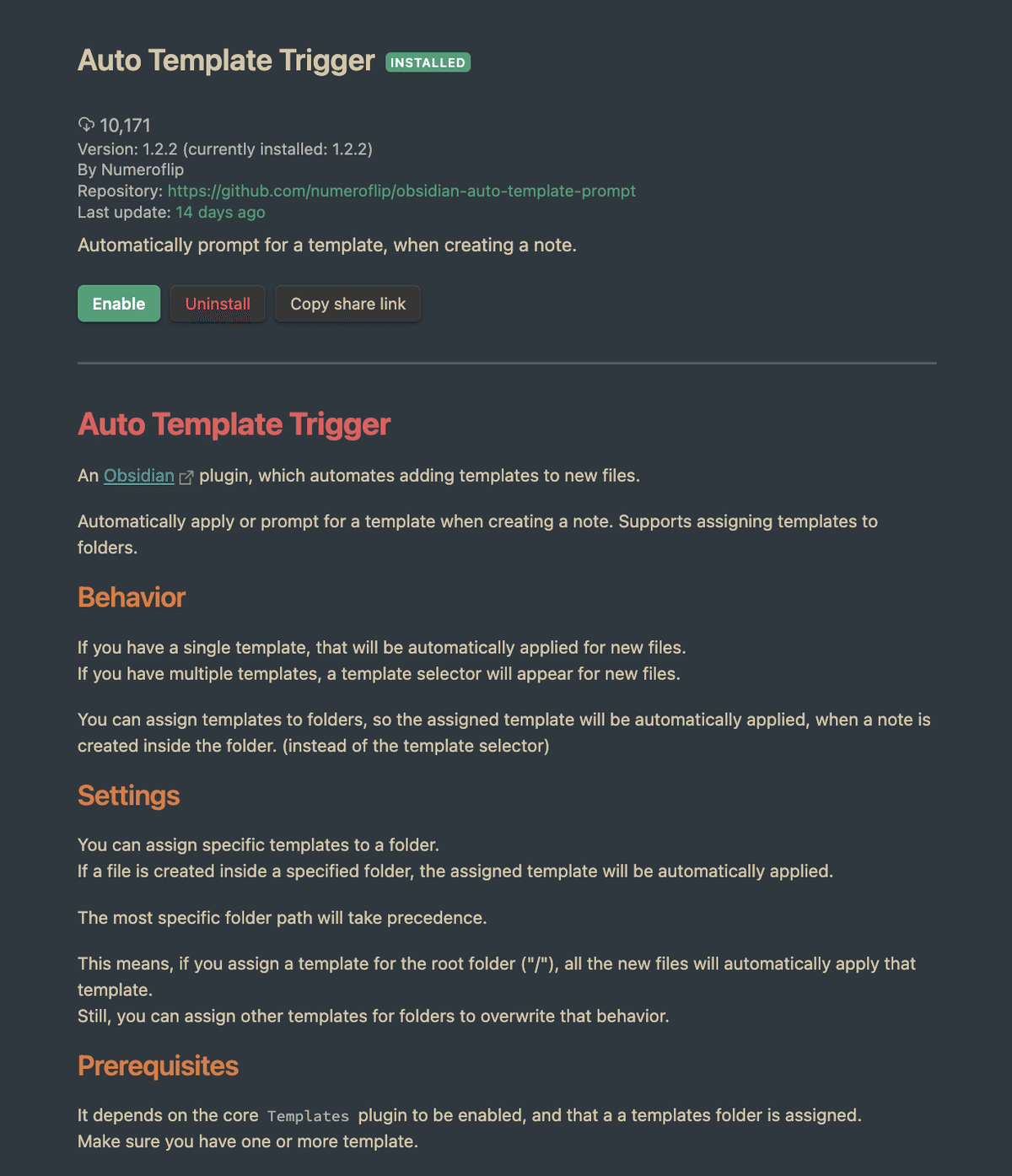 「Obsidian Auto Template Trigger」を導入してみた｜devlive