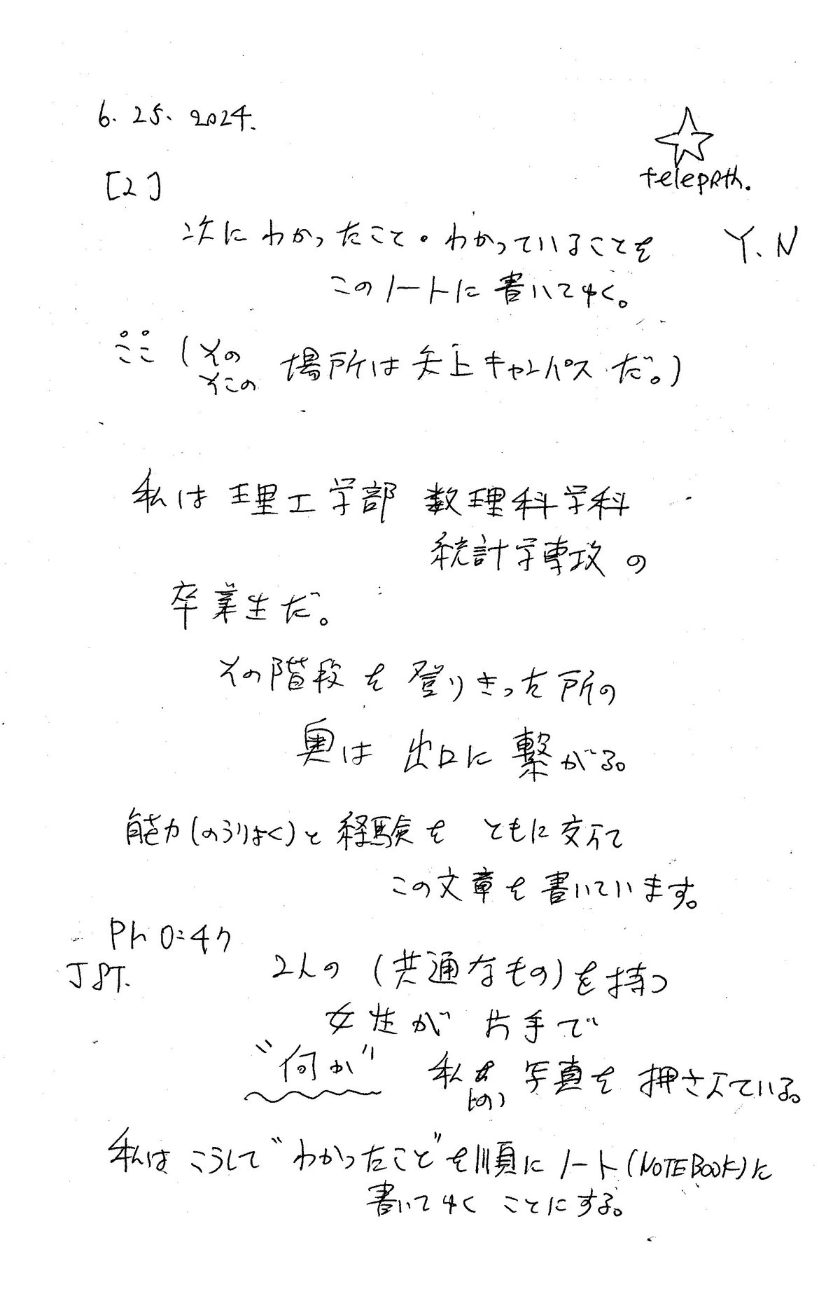 ESP#217 "TELEPATHY"(6月25日) #2.｜Nakashima Yohei.