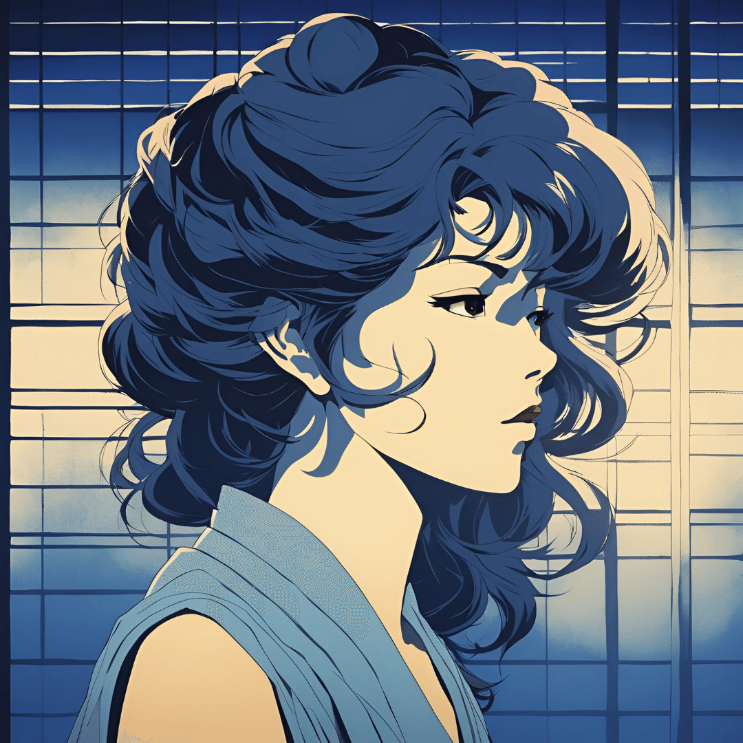 beautiful woman in the Japanese retro anime style from the 80's and 90 ...