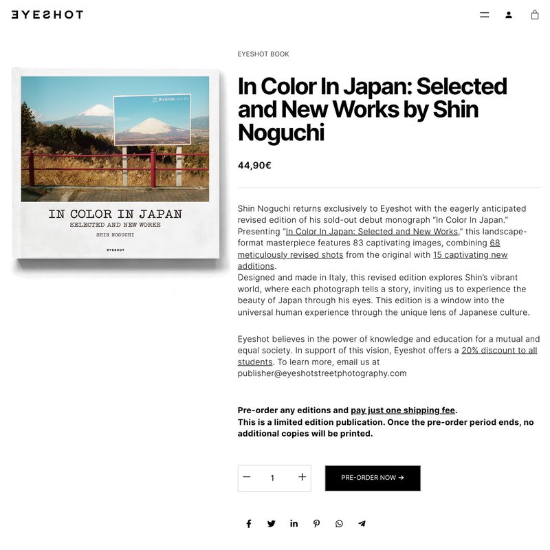 6/30に写真集の予約注文が終了します。｜Shin Noguchi