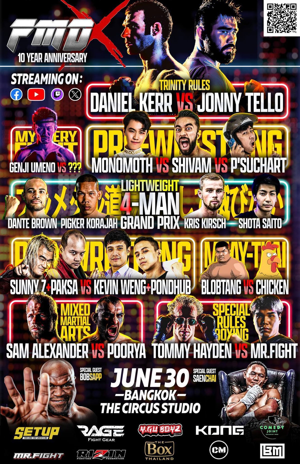 マリファナの臭いの立ち込める格闘見世物小屋～梅野源治、SETUPプロレス参戦のFMD10周年大会（2024年6月30日）｜mitsunori oda ( Odasai@Thailand )