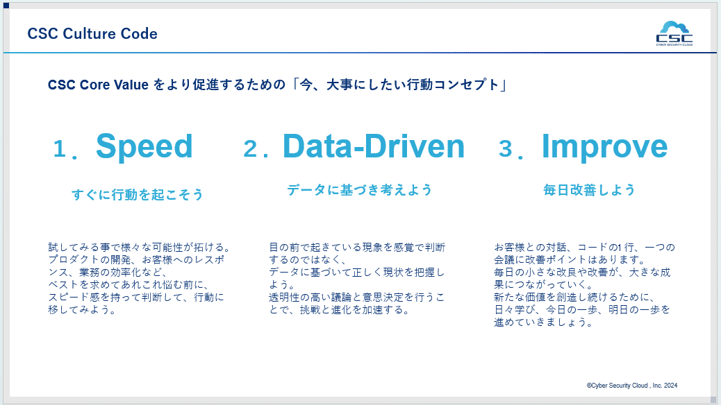【2024年下半期社員総会】CSC Culture Code導入で進化する企業文化｜サイバーセキュリティクラウド