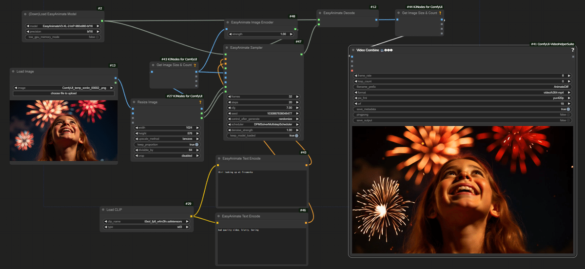【ComfyUI】FLUX.1 の生成画像を「EasyAnimate」で動かす｜Baku