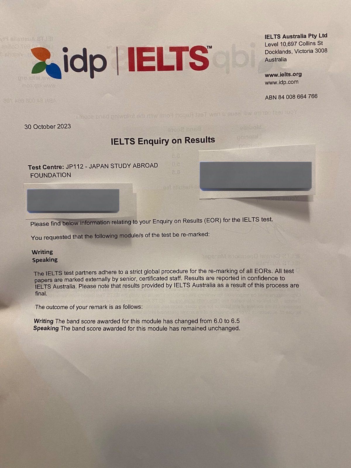 IELTS(ペーパー版)JSAF再採点したらスコアアップした件について｜jisoo