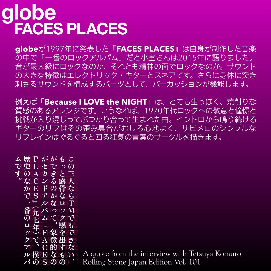 globe『FACES PLACES』 PART1｜FJK
