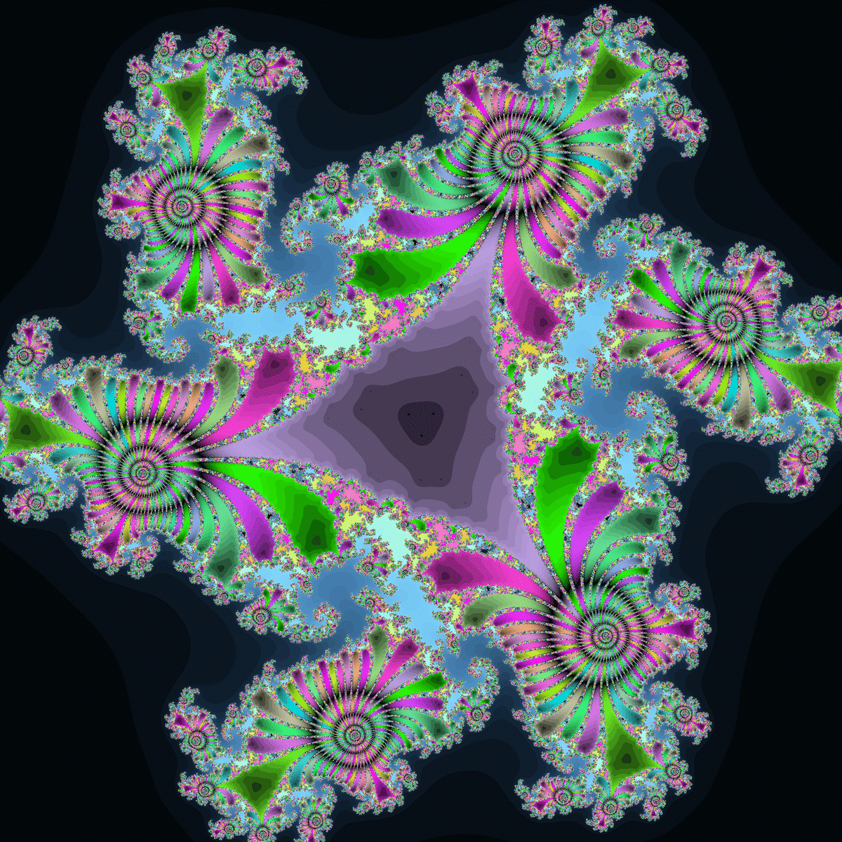今週のフラクタル54 ((z^3+0.1i)^2+c)｜108Hassium