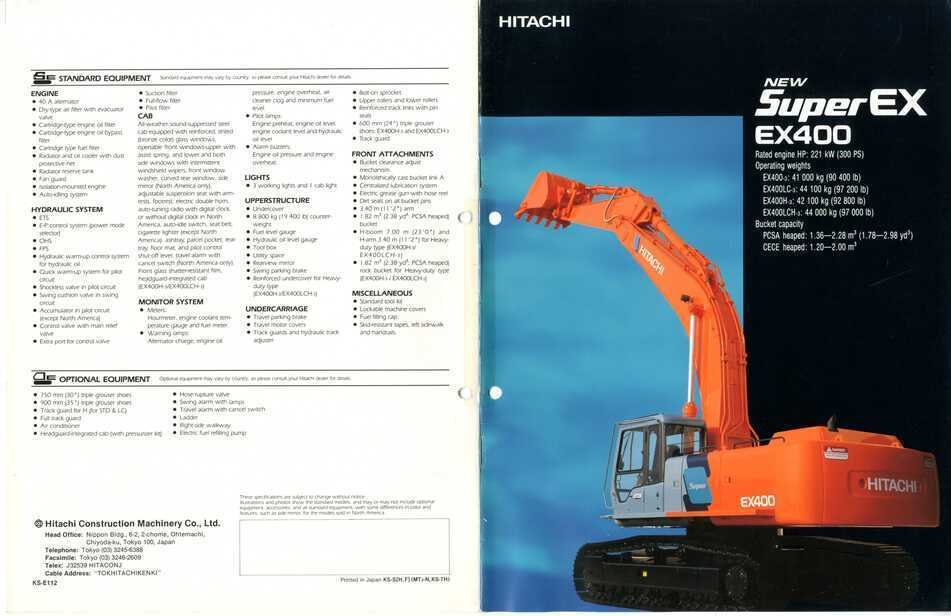 Hitachi Construction Machinery EX400 Super EX｜建設機械化ライブラリー