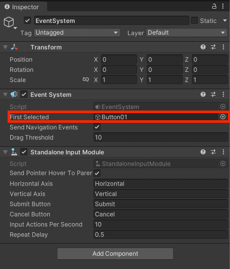 「Unityでゲーム操作を快適に！EventSystemを使って十字キーでボタンを自在に選択する方法！」｜SonoraStudio