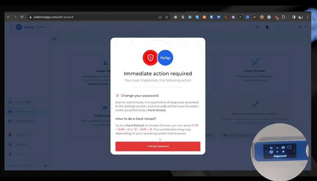 MYALGOをセットアップしてLEDGER ALGORAND (ALGO)アカウントにアクセスする｜ledger