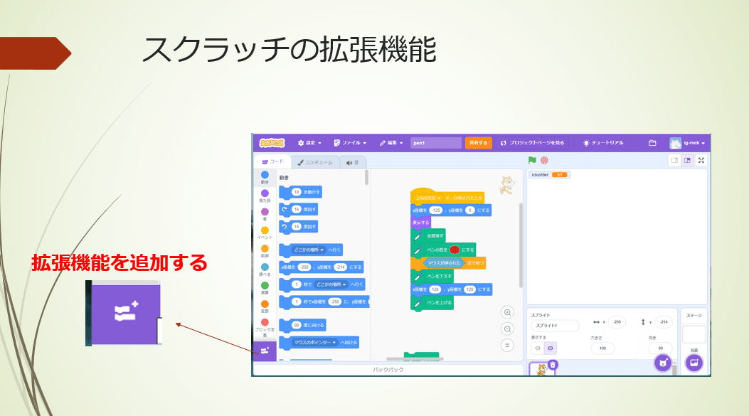 高校生のためのScratch入門-7/拡張機能「ペン」の使用｜rock204