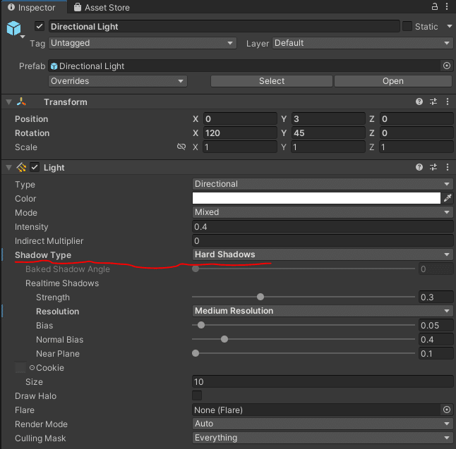 【Unity】Directional LightのShadow Typeをスクリプトから変更したい。｜スタジオヒライワン(個人ゲーム制作)
