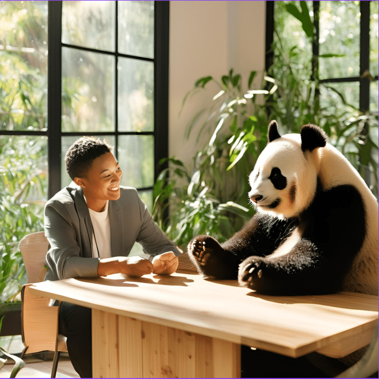 パンダアバター上司と1オン1＠メタバース（これなら1オン1も和む）｜Lio（りお） ライター|Banso Works