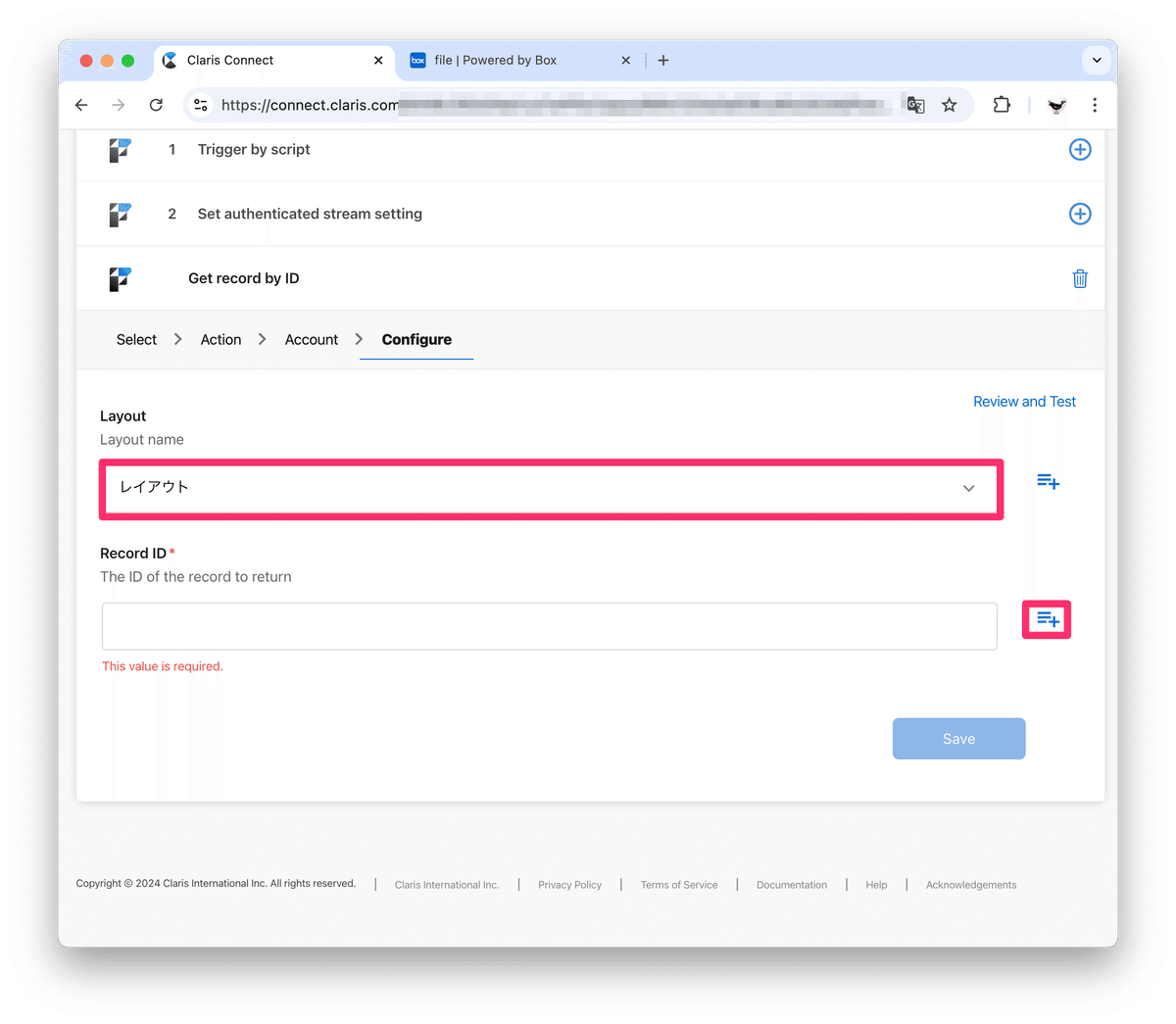 Claris FileMaker Cloud と Claris Connect と Box の連携 (ファイルアップロード編)｜p388cell