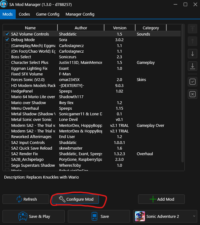 ソニックアドベンチャー2バトルSteam版 ModManagerのすすめ｜きせあき