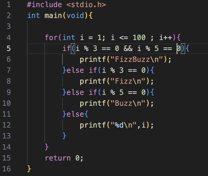 【C/C++】【問題集】Dランク｜FizzBuzz｜C言語自己学習用note