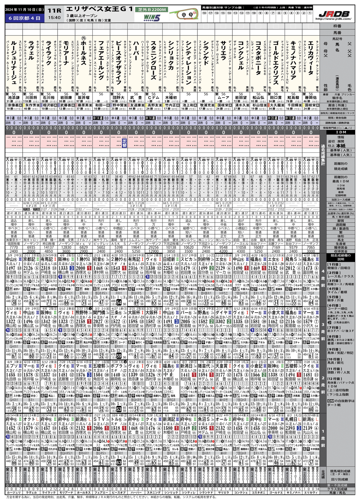 新ウェブレーシングペーパー(特別登録版)【11月9日～11月10日】｜JRDB 競馬アラカルト