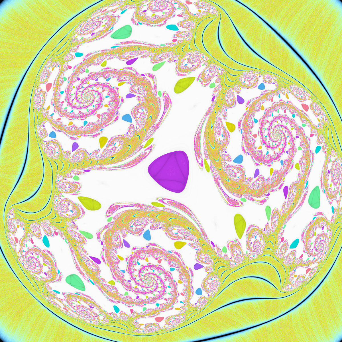 今週のフラクタル63 ((0.5+0.9i)(z^3+1)/(x^2+y^2-2)+c)｜108Hassium