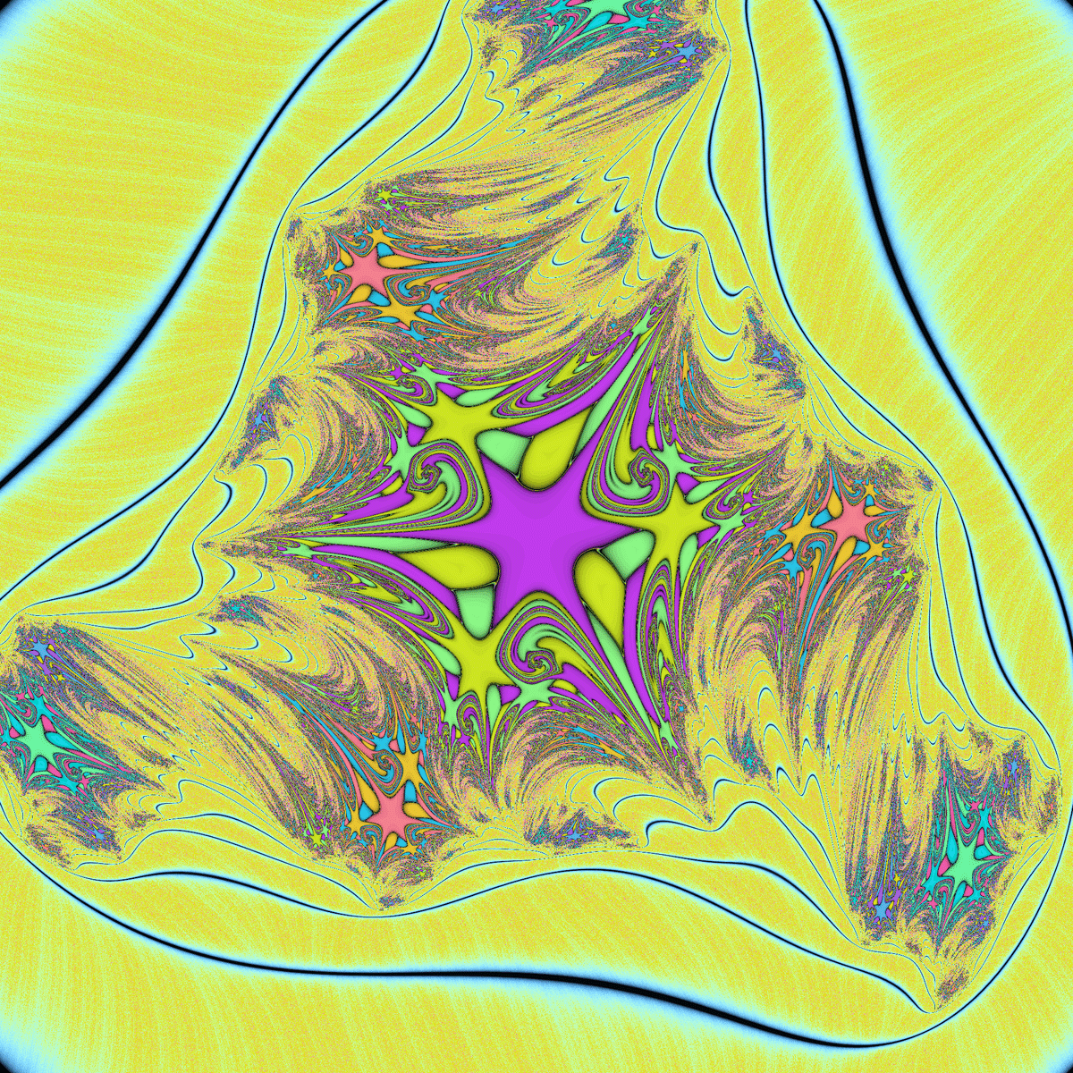 今週のフラクタル63 ((0.5+0.9i)(z^3+1)/(x^2+y^2-2)+c)｜108Hassium