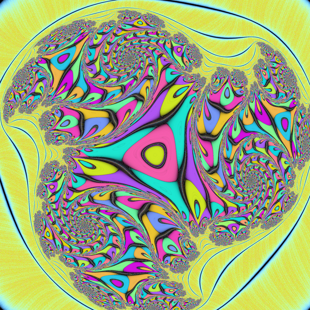今週のフラクタル63 ((0.5+0.9i)(z^3+1)/(x^2+y^2-2)+c)｜108Hassium